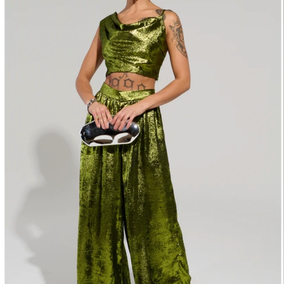 AKIRA | Pants & Jumpsuits | Akira Label Metallic Dream Blouse Pants ...